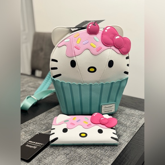 Loungefly | Bags | Loungefly Sanrio Hello Kitty Cupcake Backpack And Wallet | Poshmark